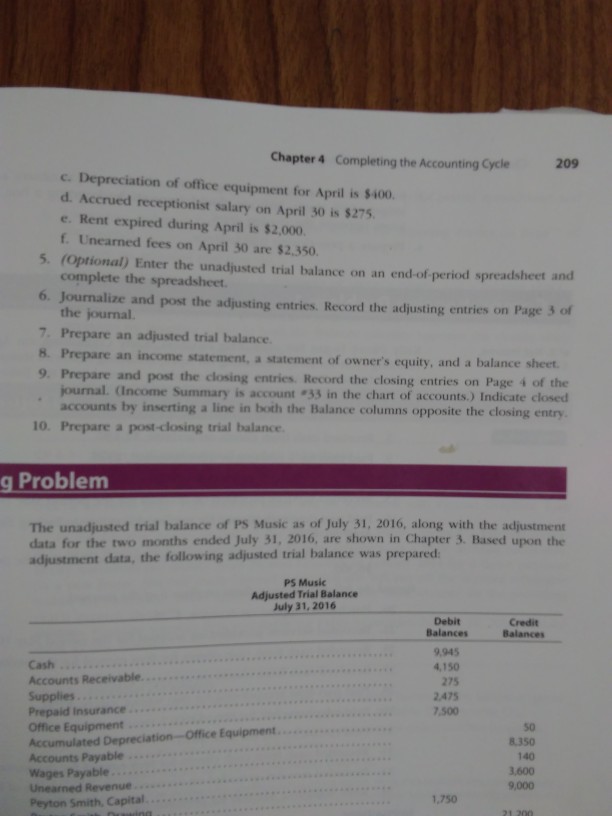 Solved Chapter 4 Completing the Accounting Cycle 209 c. | Chegg.com