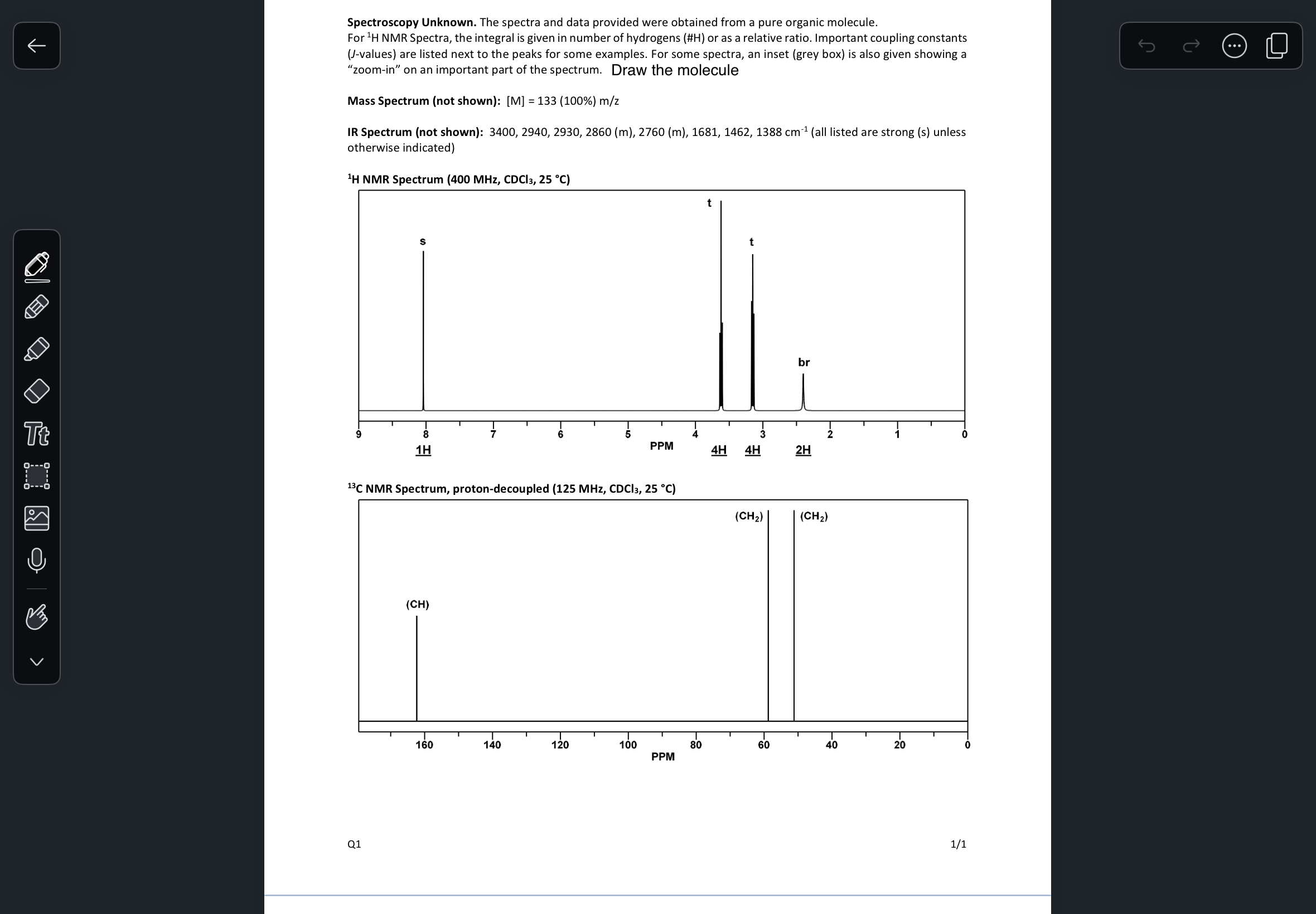 Solved Spectroscopy Unknown. The spectra and data provided | Chegg.com