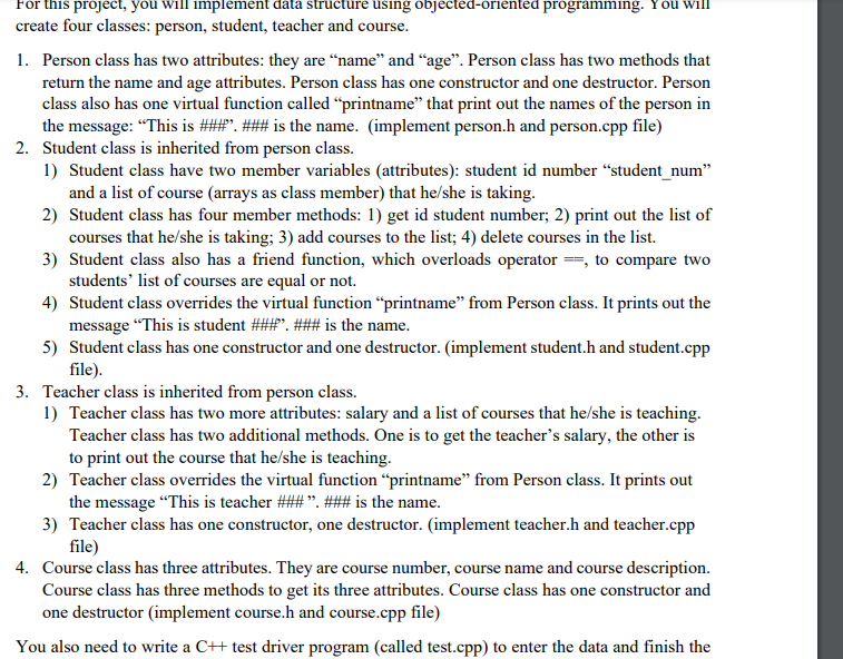 Solved create four classes: person, student, teacher and | Chegg.com Solved create four classes: person, student, teacher and | Chegg.com