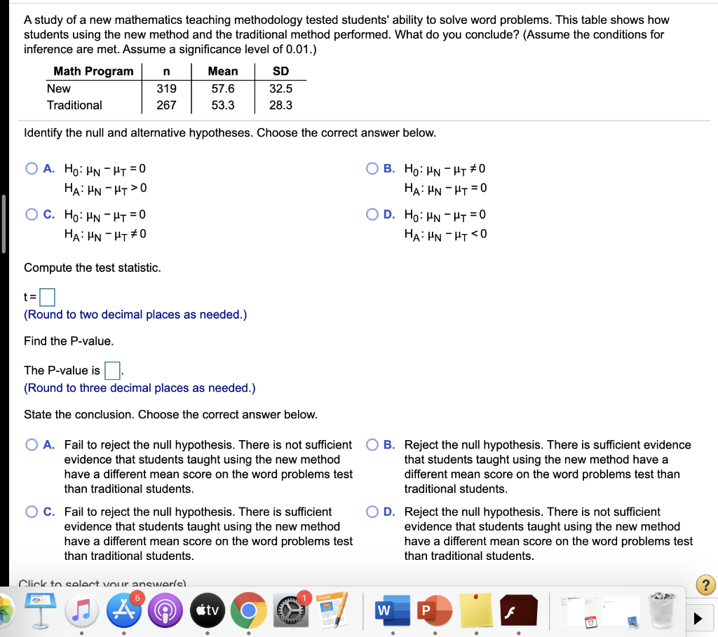 Solved A study of a new mathematics teaching methodology | Chegg.com