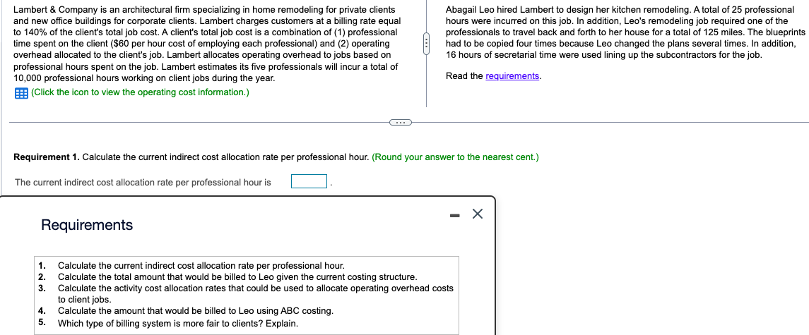 Solved Requirement 1. Calculate the current indirect cost | Chegg.com