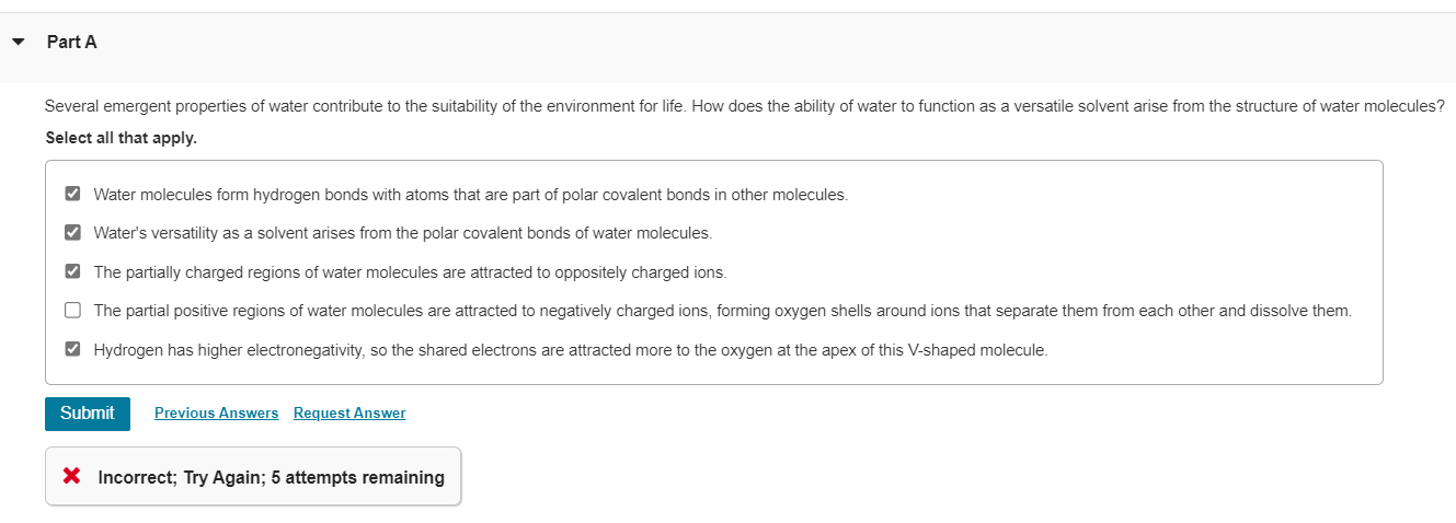 Solved Several emergent properties of water contribute to | Chegg.com Solved Several emergent properties of water contribute to | Chegg.com