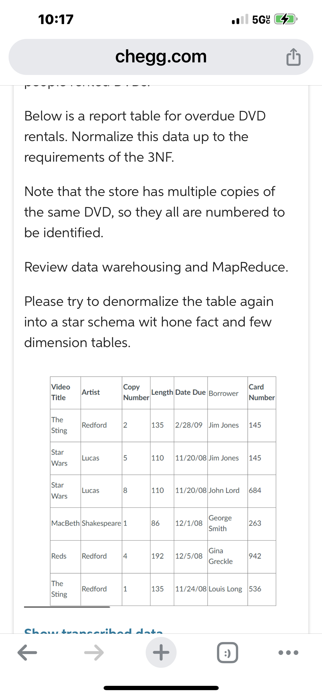 Below is a report table for overdue DVD rentals. | Chegg.com