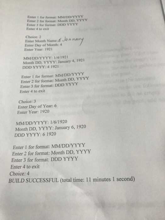 Solved Ate Class Create Class Date With The Following