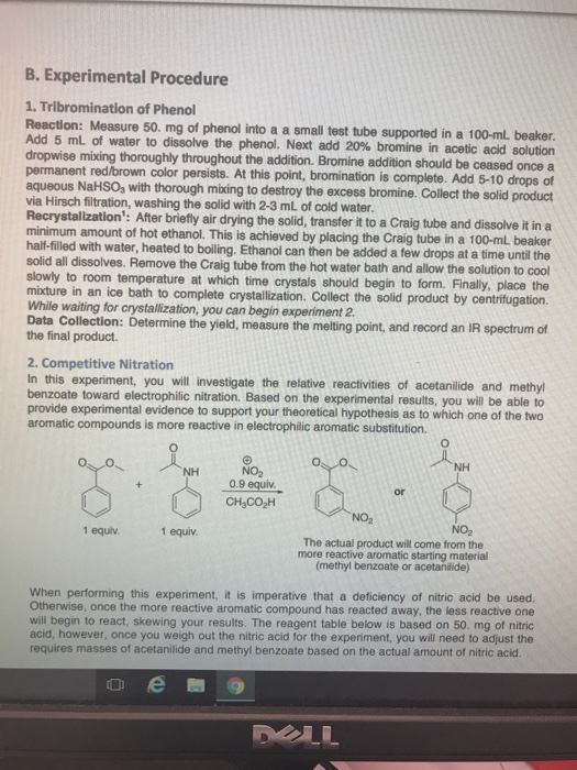 Solved B. Experimental Procedure 1. Tribromination of Phenol | Chegg.com