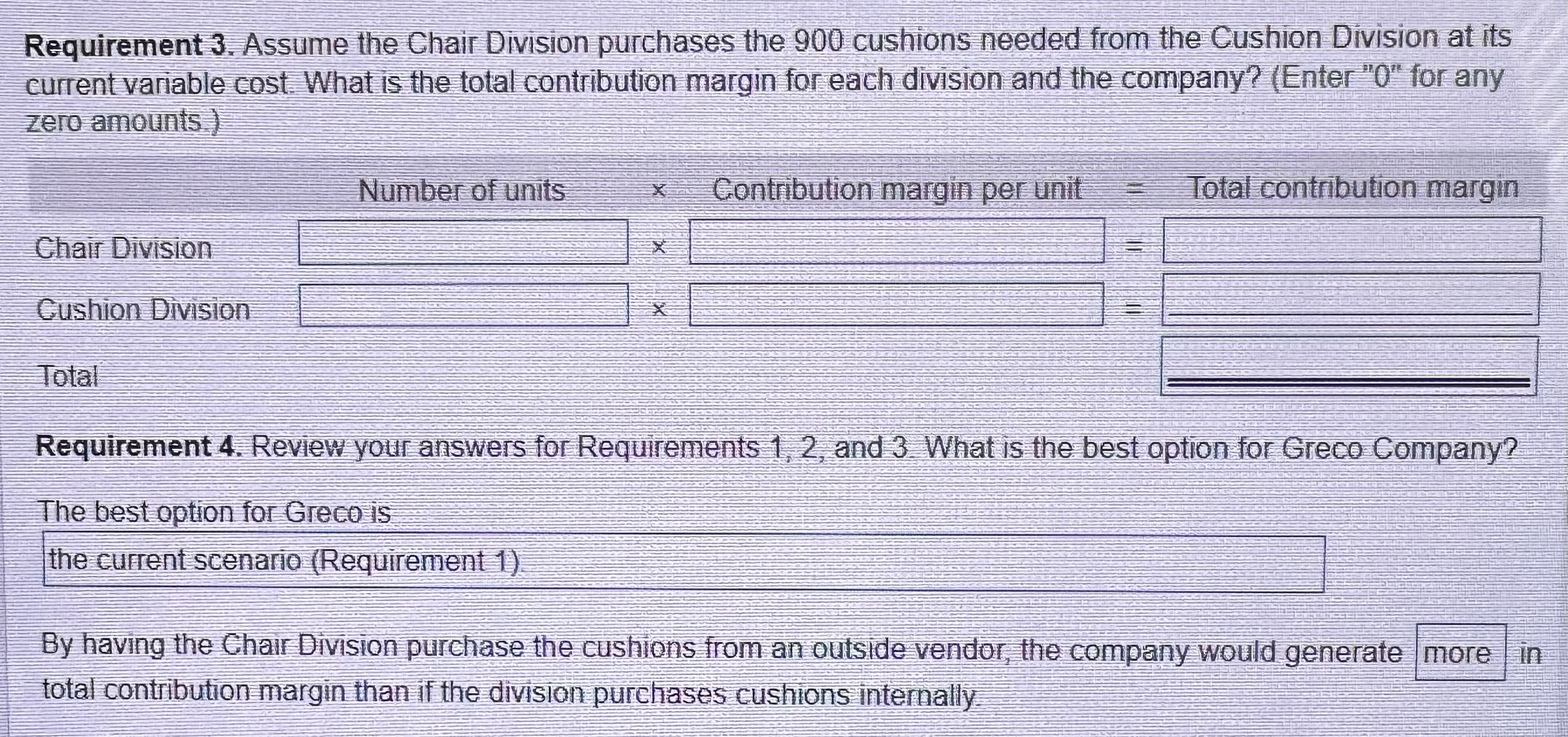 Solved The Greco Company is decentralized, and divisions are | Chegg.com