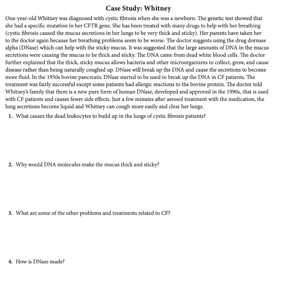 Solved Case Study: Whitney One-year-old Whitney was | Chegg.com