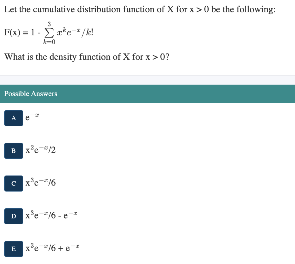 Solved Let the cumulative distribution function of X for x>0 | Chegg.com