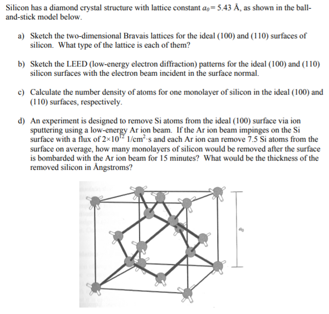 Silicon has a diamond crystal structure with lattice | Chegg.com