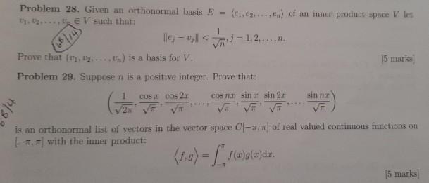 Solved Problem U. 2...., 28. Given an orthonormal basis E = | Chegg.com