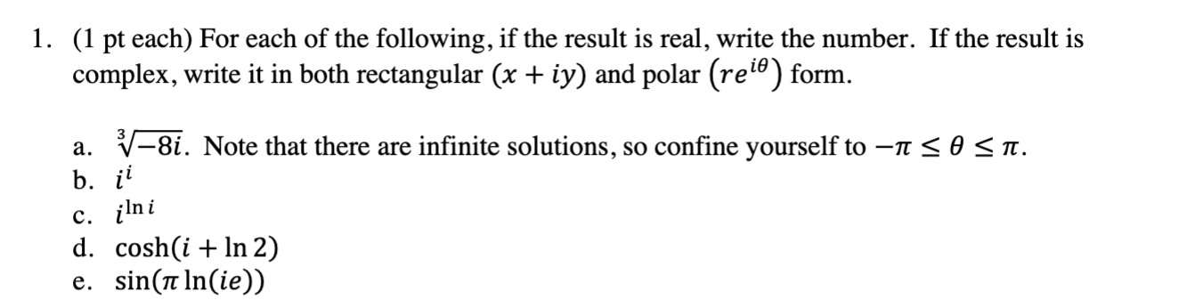 Solved (1 pt each) For each of the following, if the result | Chegg.com