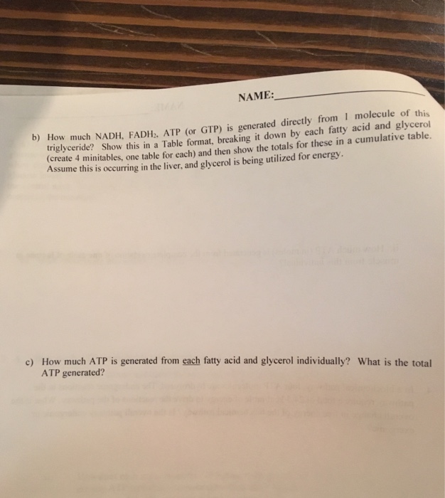 Solved How much ATP (in moles) is generated from the | Chegg.com