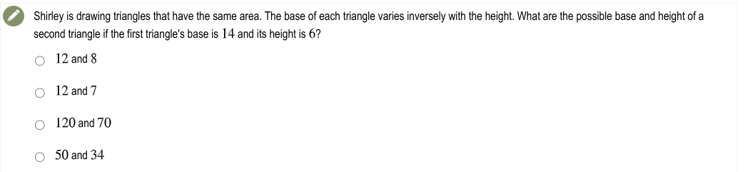 Solved Shirley is drawing triangles that have the same area. | Chegg.com