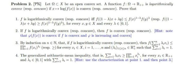 Solved Problem 2. [7% Let 2 C X be an open convex set. A | Chegg.com