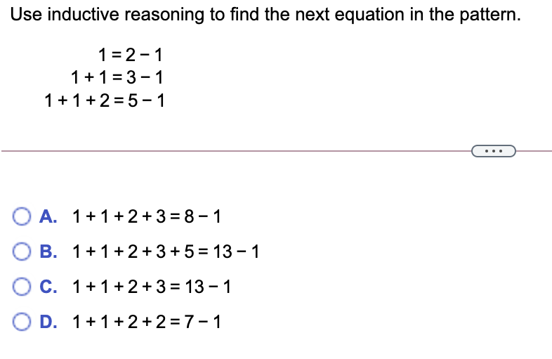 Solved Use inductive reasoning to find the next equation in | Chegg.com