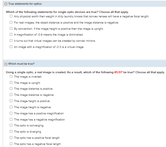 Solved Which of the following statements for single optic | Chegg.com
