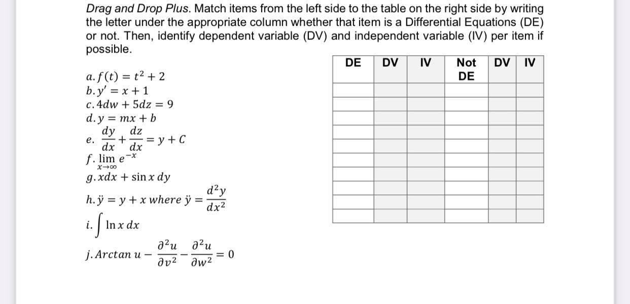 Solved Drag and Drop Plus. Match items from the left side to | Chegg.com