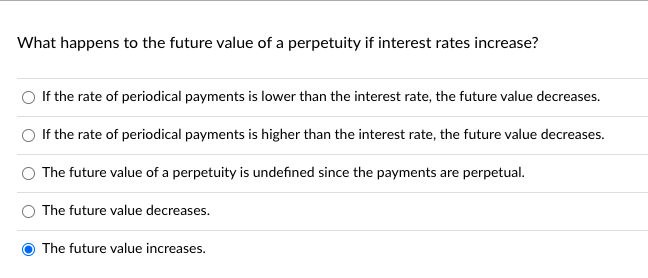 Solved What happens to the future value of a perpetuity if | Chegg.com