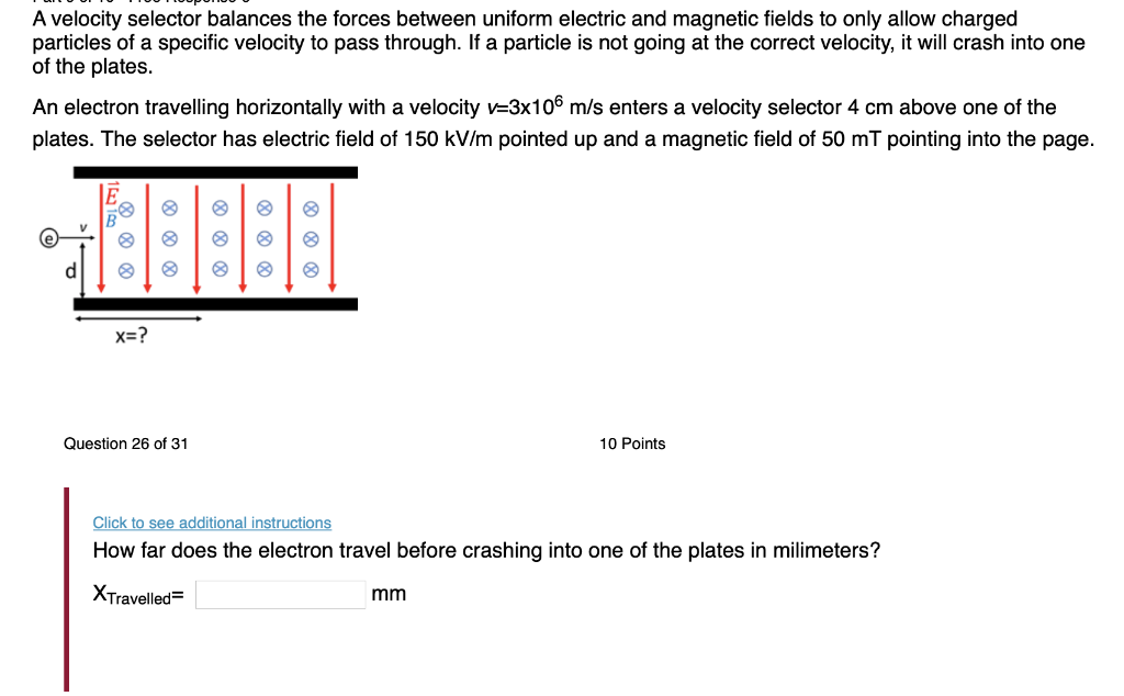 Solved A velocity selector balances the forces between | Chegg.com