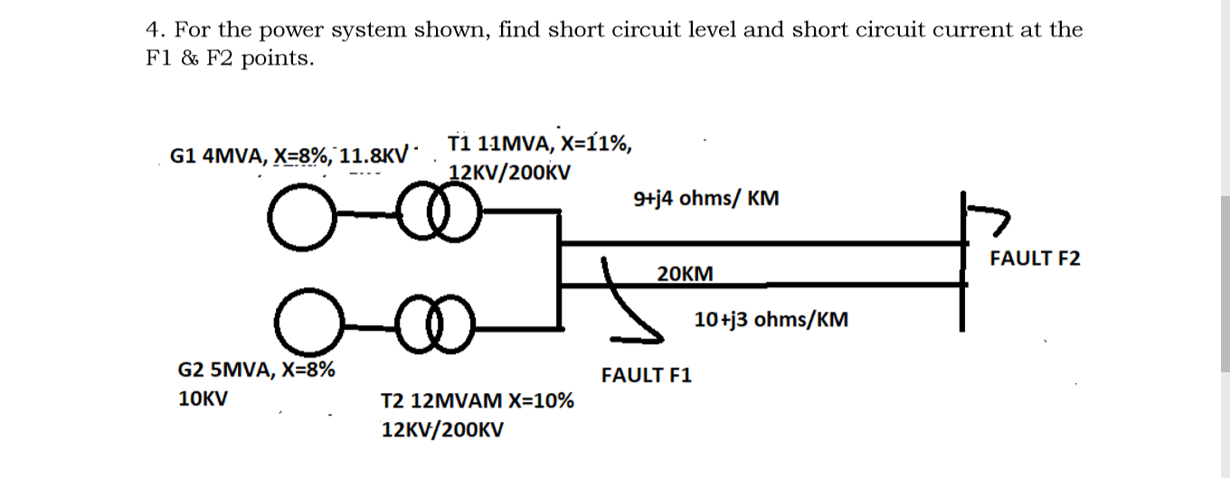 Solved 4. For the power system shown, find short circuit | Chegg.com