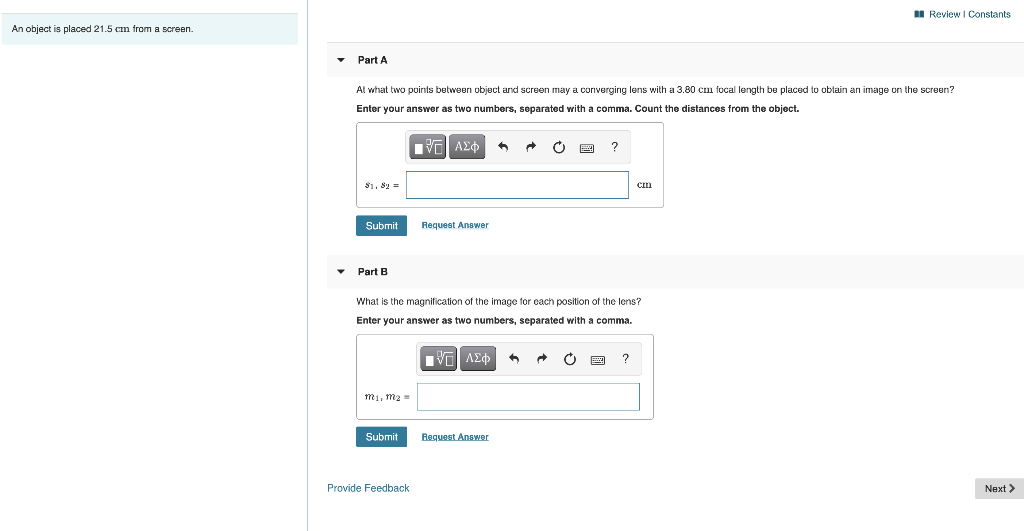 Solved A Review Constants An object is placed 21.5 cmn from | Chegg.com