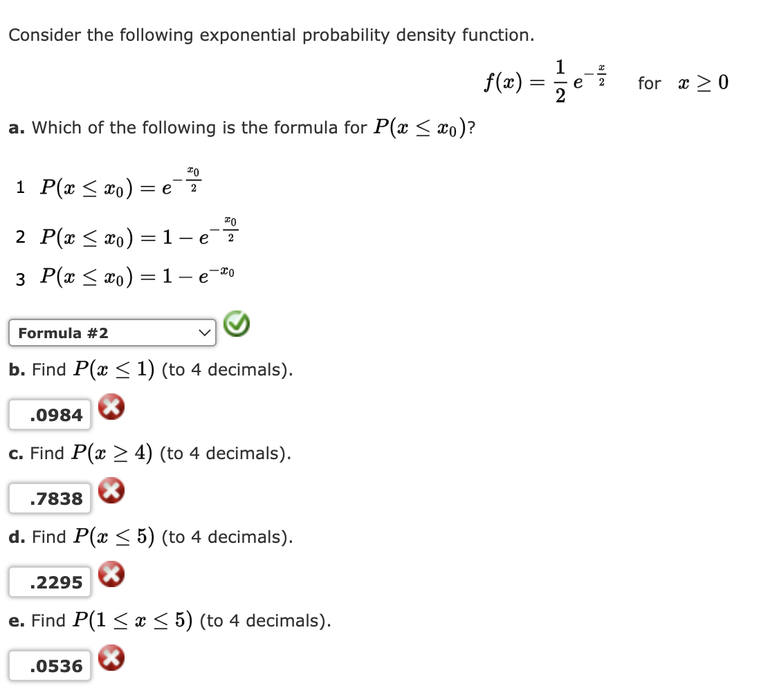 Solved Consider the following exponential probability | Chegg.com