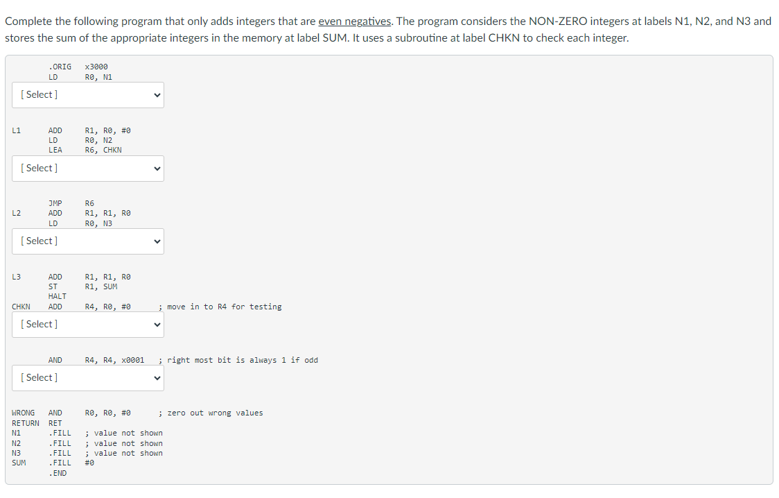 Solved Complete the following program that only adds | Chegg.com