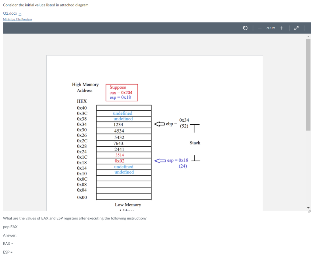 Solved Consider the initial values listed in attached | Chegg.com