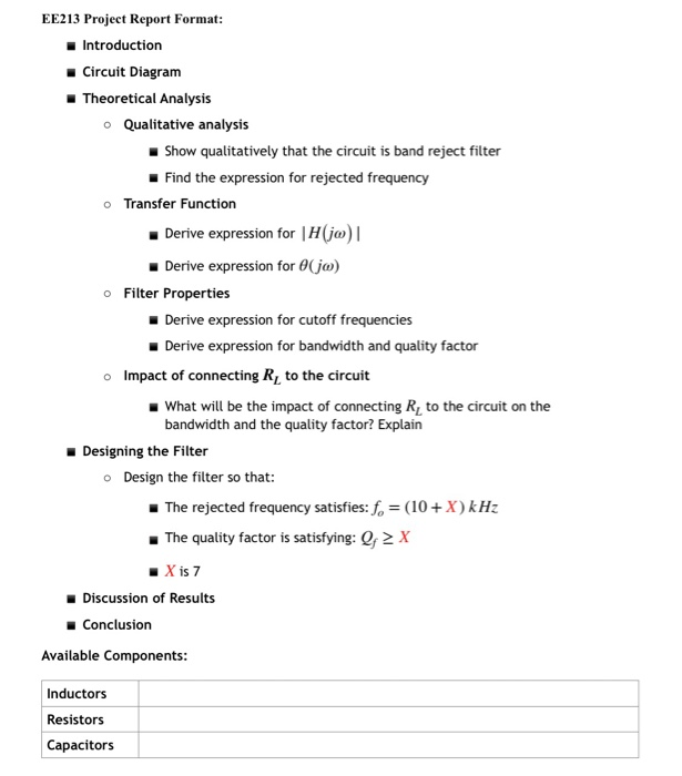Solved EE213 Project Report Format Introduction Circuit | Chegg.com