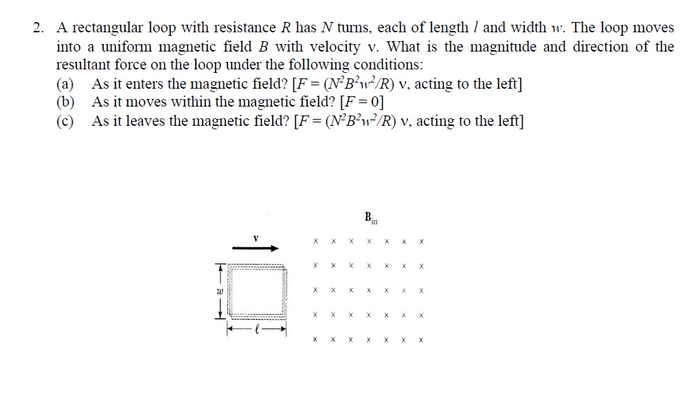 Solved 2. A rectangular loop with resistance R has N turns, | Chegg.com