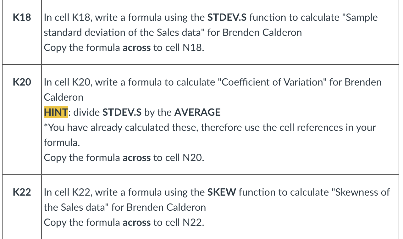 What are the formulas for the yellow highlighted | Chegg.com