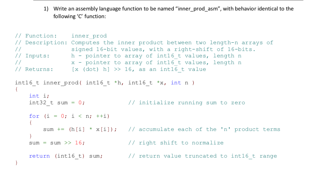 Solved 1) Write an assembly language function to be named | Chegg.com
