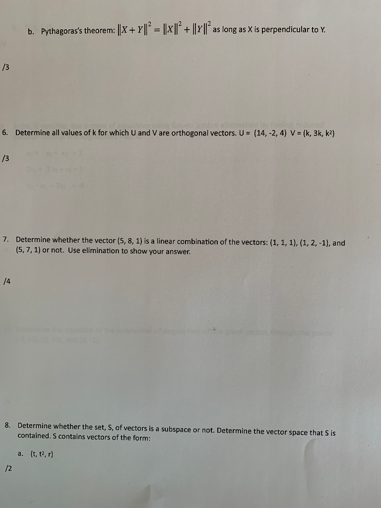Solved b. Pythagoras's theorem: ||X + Y || = || X || + || Y | Chegg.com
