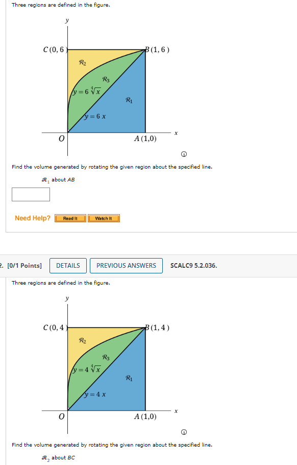 Solved Three regions are defined in the figure. Find the | Chegg.com