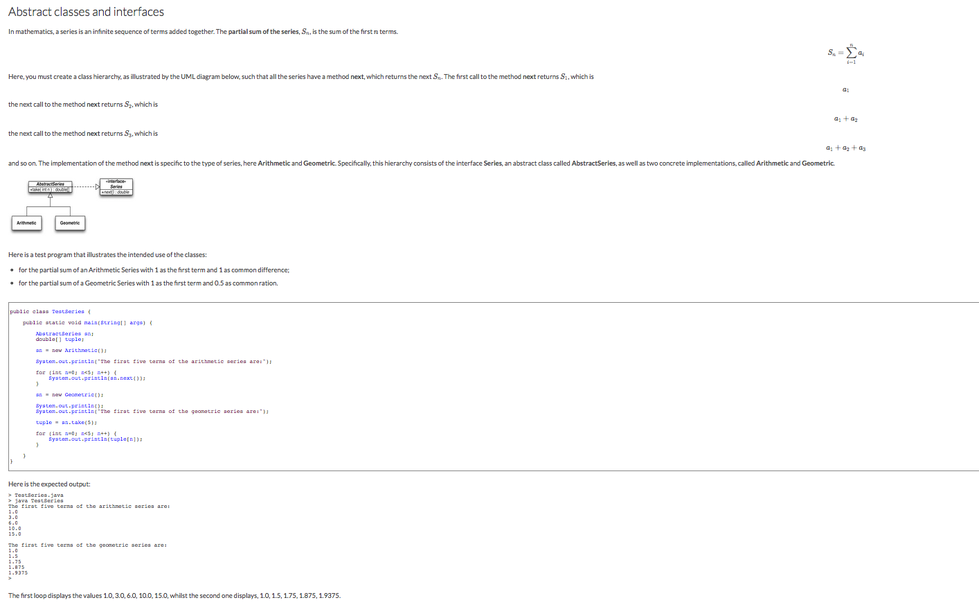 Abstract classes and interfaces In mathematics, a | Chegg.com