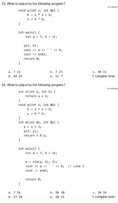 Solved 35 Which Function Header Is The Best Choice For The