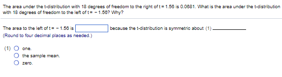 Solved The area under the t-distribution with 18 degrees of | Chegg.com