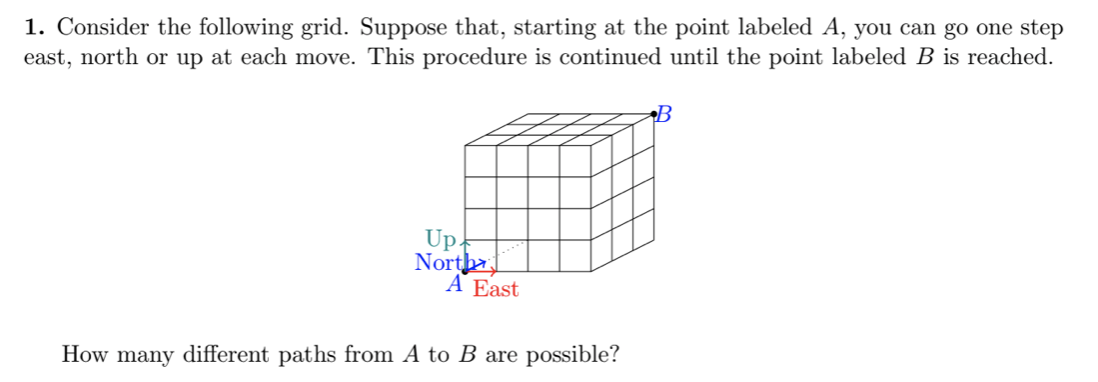 Solved 1. Consider the following grid. Suppose that, | Chegg.com