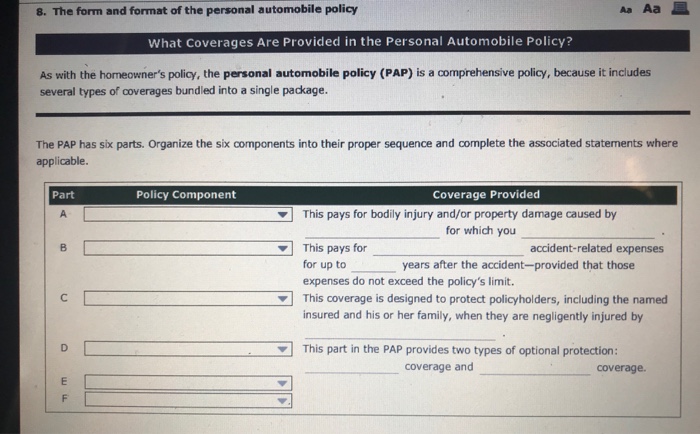 8. The form and format of the personal automobile | Chegg.com
