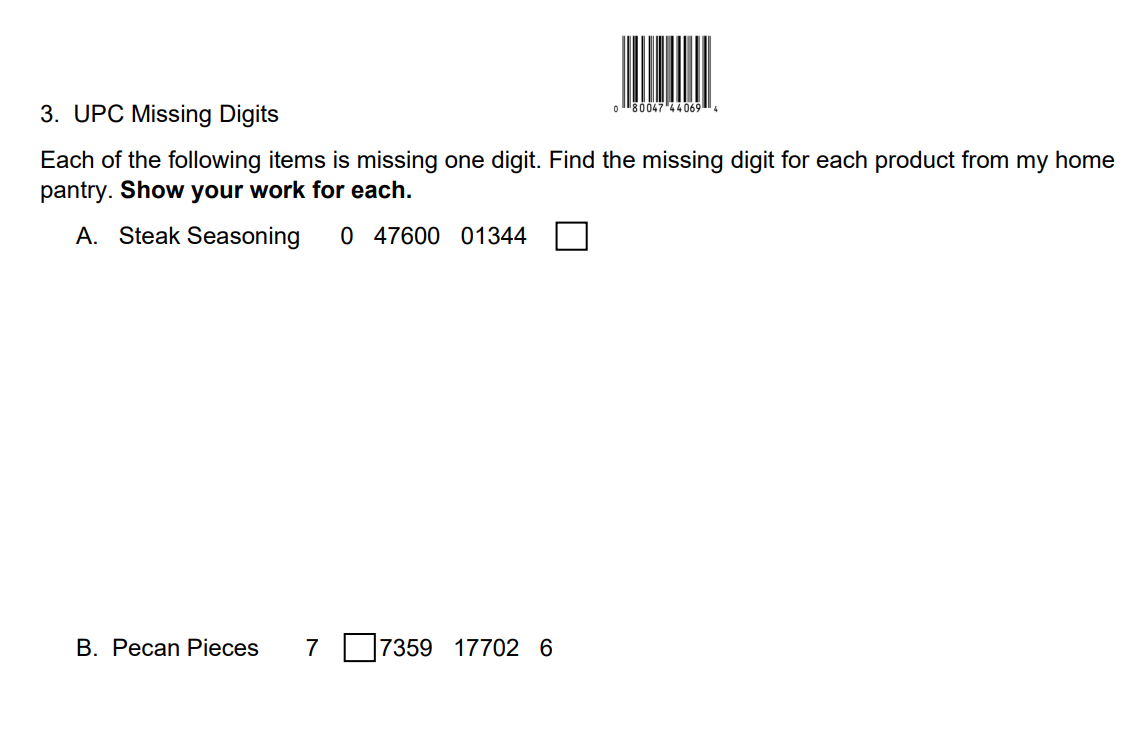 Solved Each of the following items is missing one digit. | Chegg.com