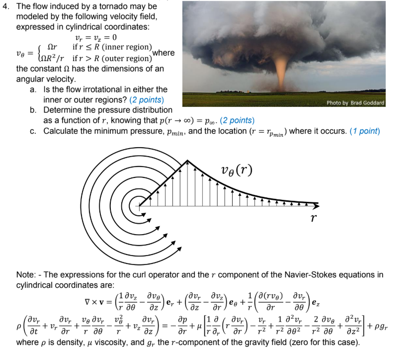 Solved 4. The flow induced by a tornado may be modeled by | Chegg.com