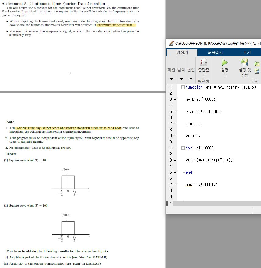 Assignment 5: Continuous-Time Fourier Transformation | Chegg.com