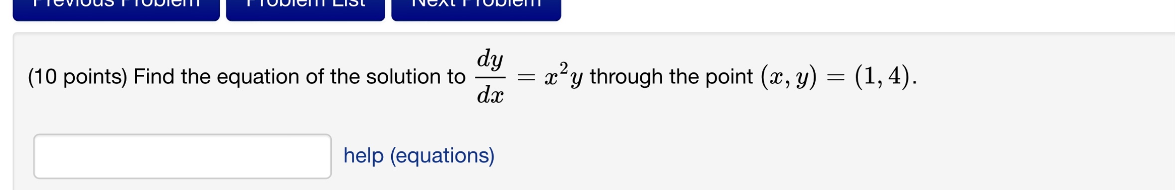 Solved (10 points) Find the equation of the solution to | Chegg.com