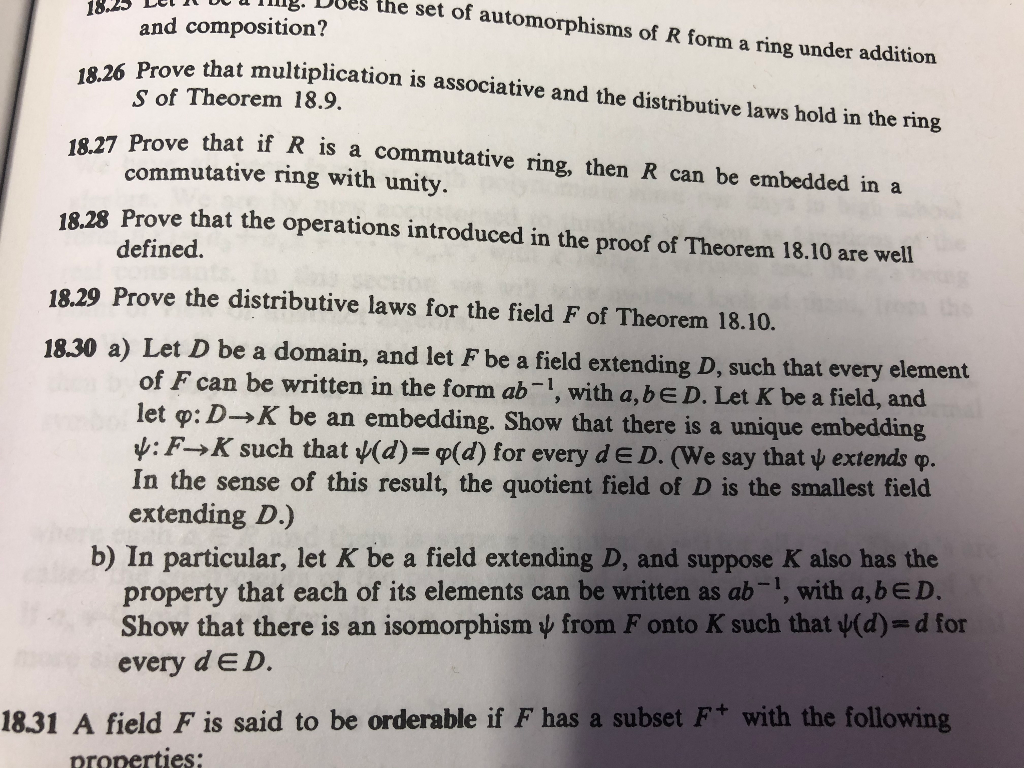 Solved wy. Dues the set of automorphisms of R form a ring | Chegg.com
