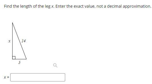 Solved Find the length of the leg x. Enter the exact value, | Chegg.com