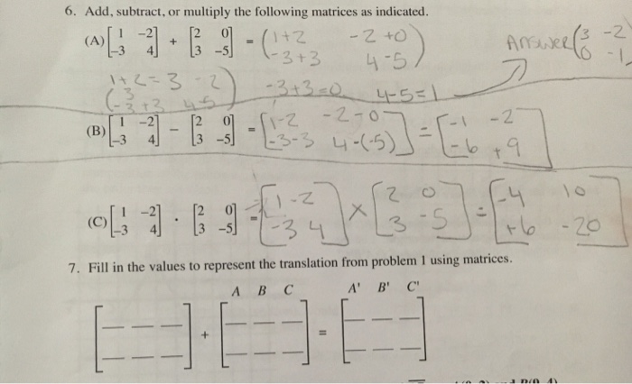 Solved 6. Add, subtract, or multiply the following matrices | Chegg.com