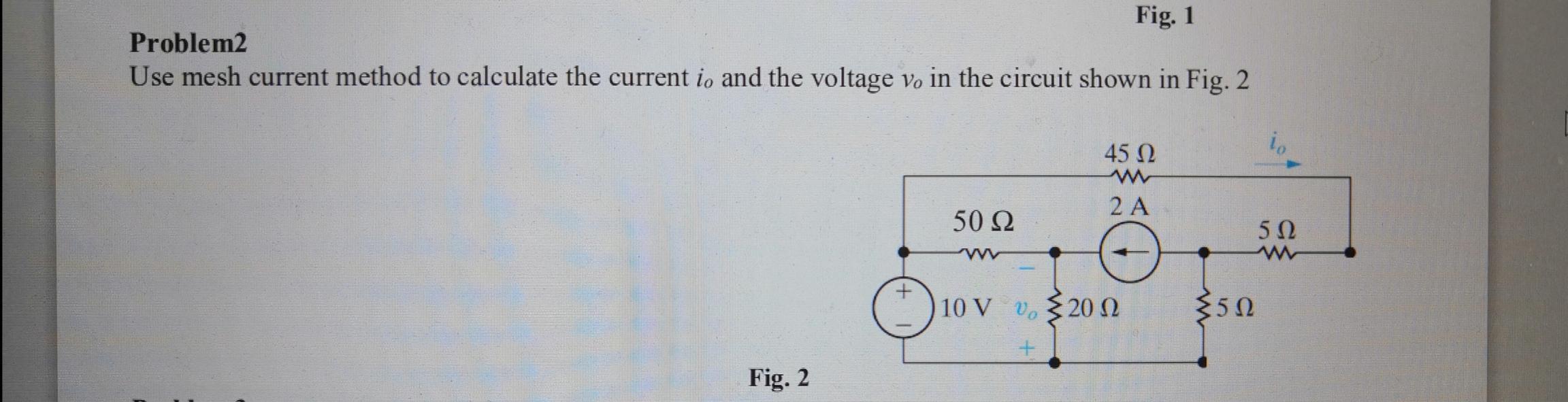 Solved Problem2 Fig. 1 Use mesh current method to calculate | Chegg.com