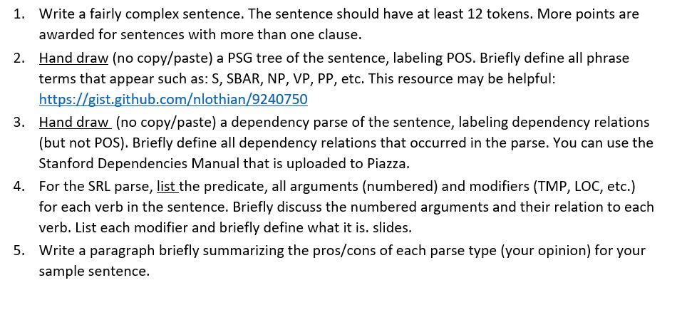 Solved 1 1. Write a fairly complex sentence. The sentence | Chegg.com