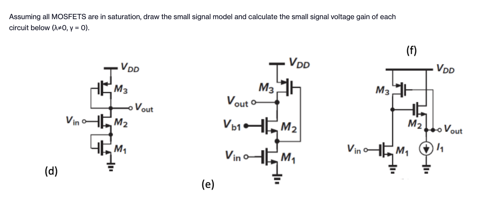 Solved Assuming all MOSFETS are in saturation, draw the | Chegg.com