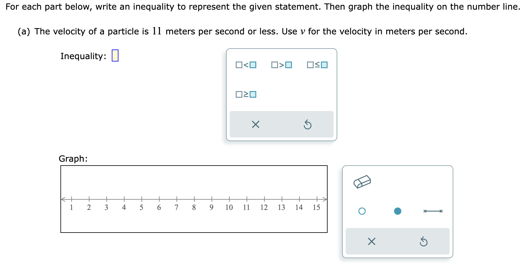 Solved For each part below, write an inequality to represent | Chegg.com